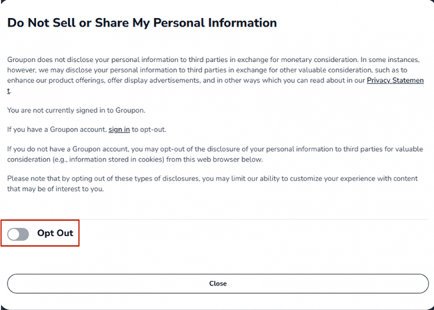 20 Examples of “Do Not Sell or Share My Personal Information” Page