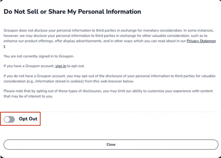 20 Examples of “Do Not Sell or Share My Personal Information” Page