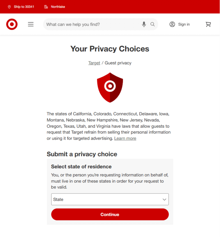 20 Examples of “Do Not Sell or Share My Personal Information” Page