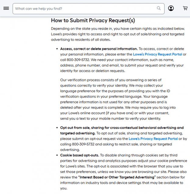 20 Examples of “Do Not Sell or Share My Personal Information” Page