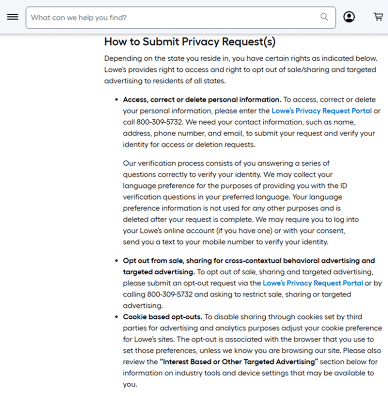 20 Examples of “Do Not Sell or Share My Personal Information” Page