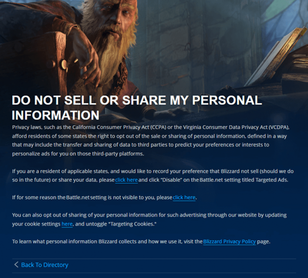 20 Examples of “Do Not Sell or Share My Personal Information” Page