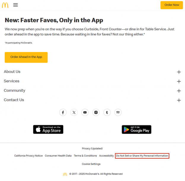 20 Examples of “Do Not Sell or Share My Personal Information” Page