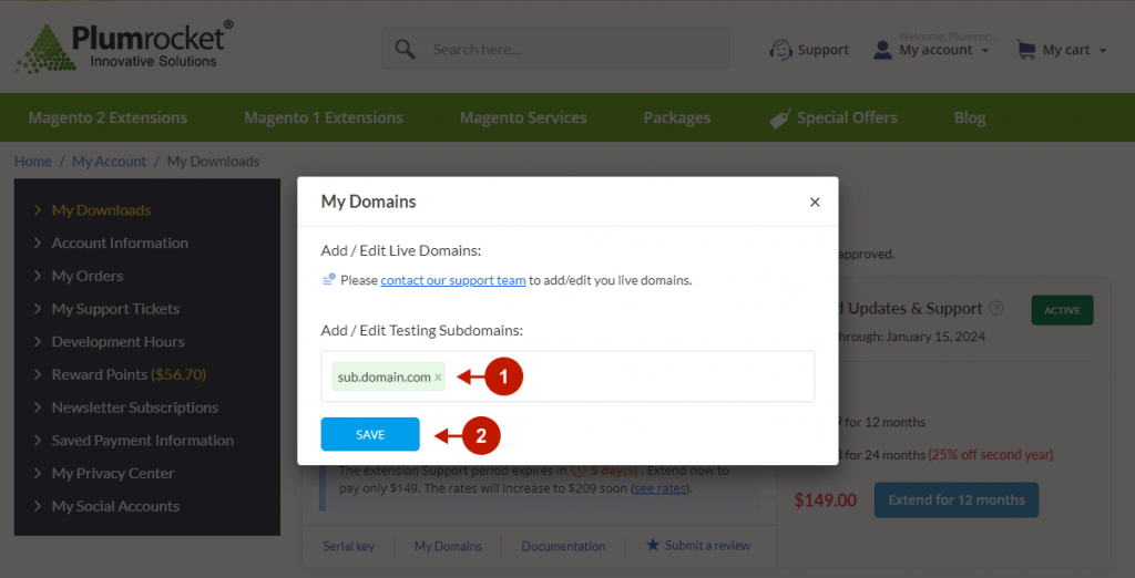 Updating License Domains - Plumrocket Documentation
