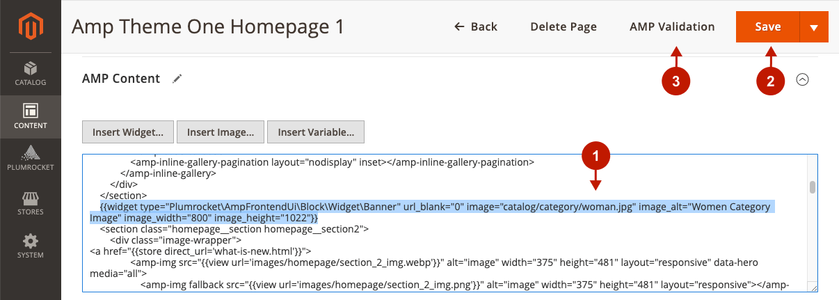 How To Insert Amp Widgets In Magento 2 Plumrocket Documentation